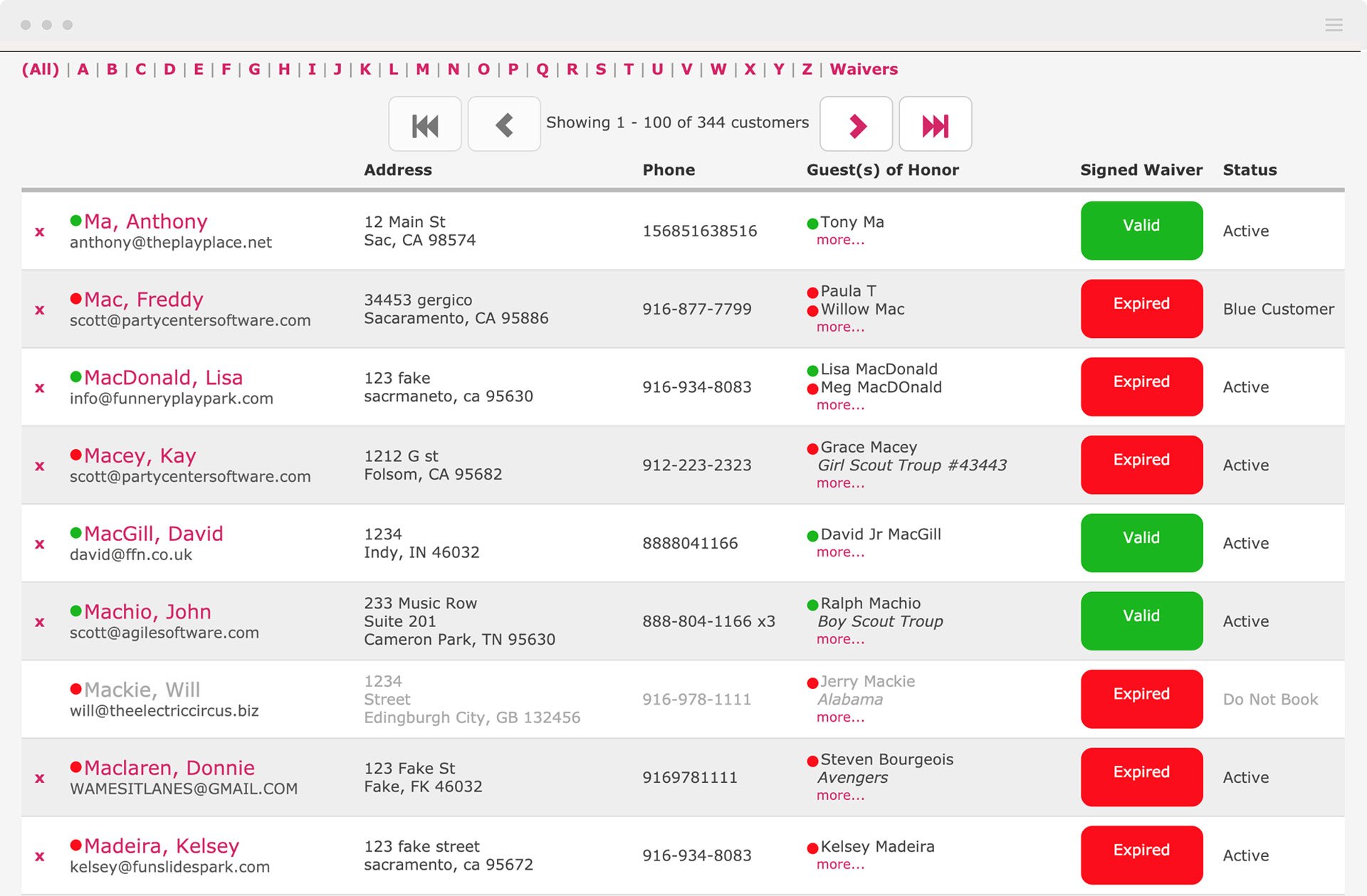 Party Center Software Features